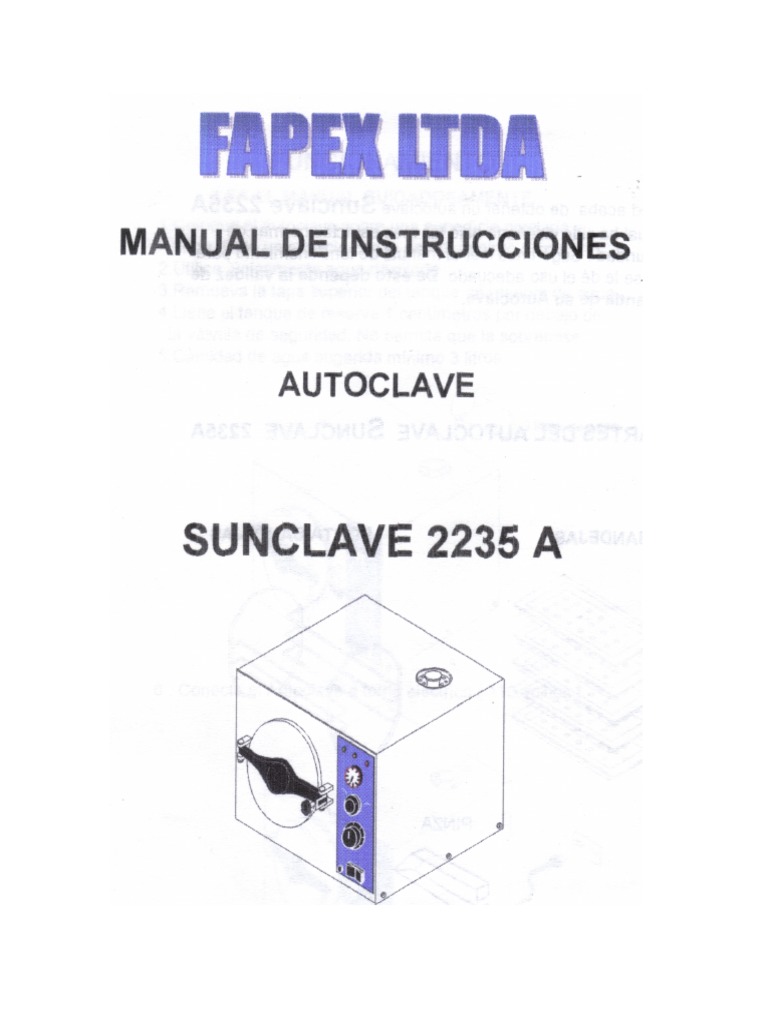Manual - Autoclave Sunclave 2235 | PDF Manual - Autoclave Sunclave 2235 | PDF