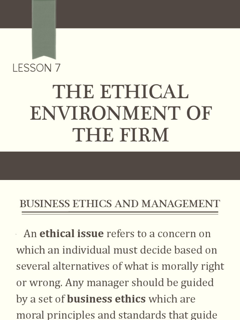 The Ethical Environment of The Firm: Lesson 7 | PDF | Corporate Social ...