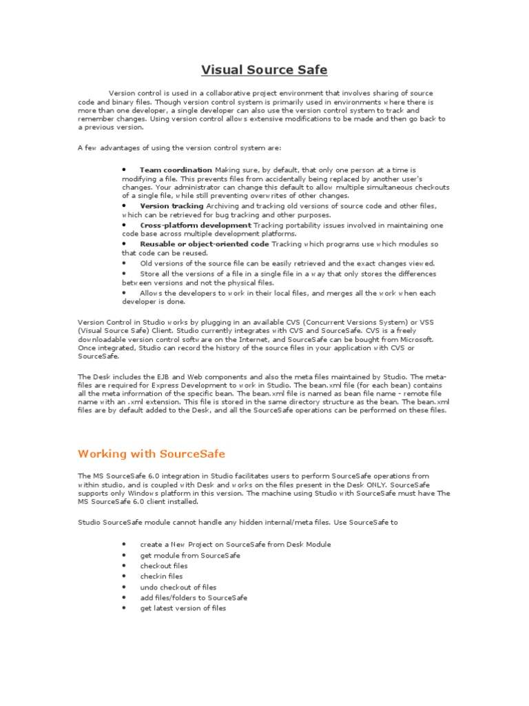Visual Source Safe: Working With Sourcesafe | PDF | Version Control ...