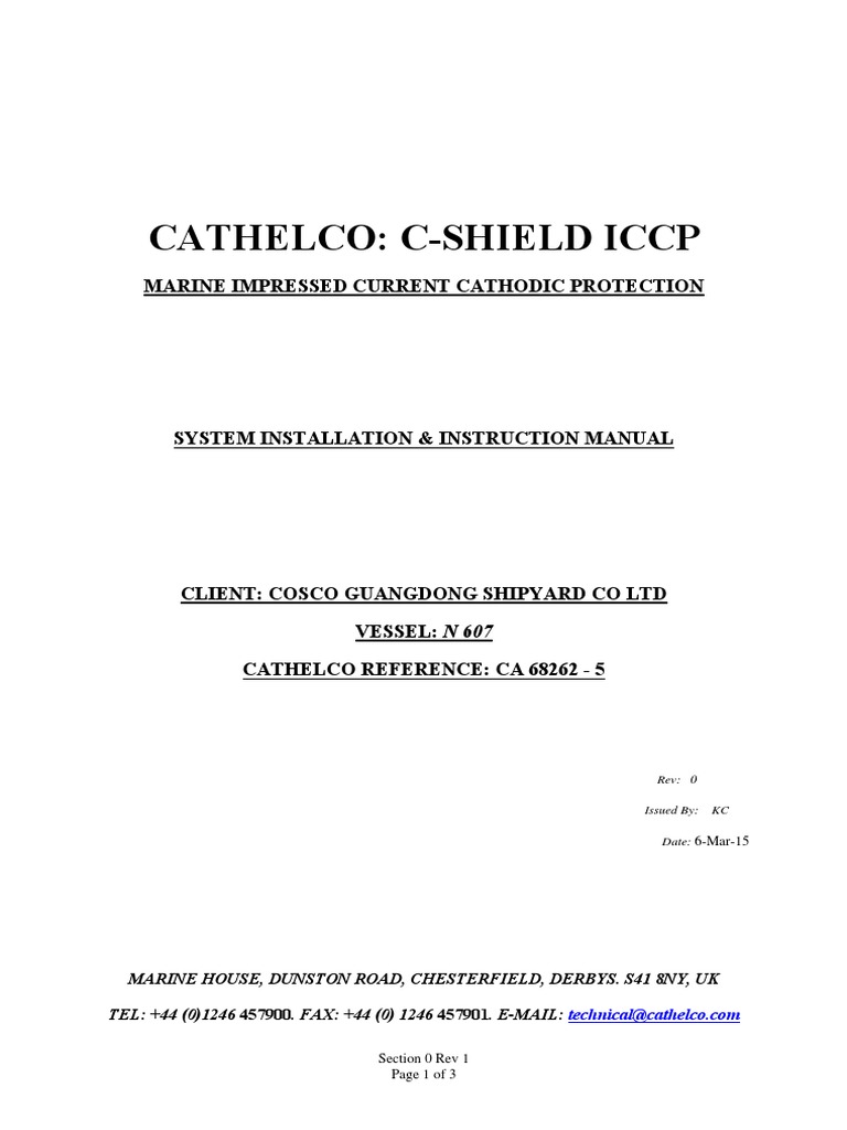 Cathelco: C-Shield Iccp | PDF | Corrosion | Anode
