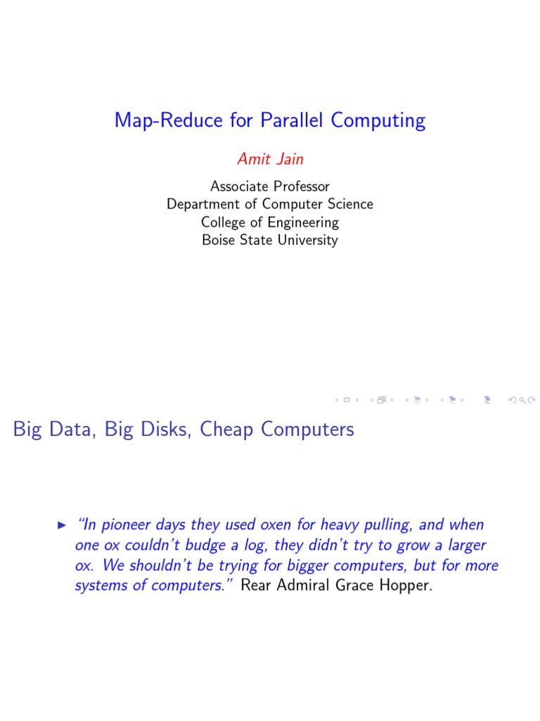 Map-Reduce For Parallel Computing: Amit Jain | PDF | Apache Hadoop | Map Reduce