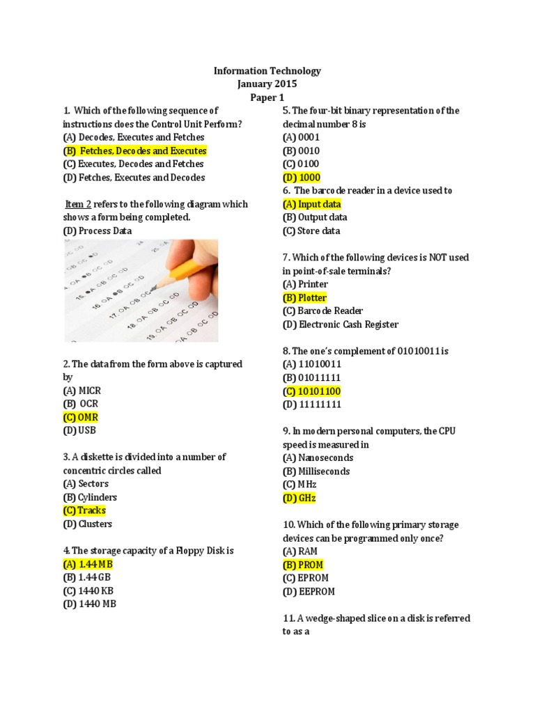Information Technology Csec Jan 2015 p1 With Answer | PDF | World Wide ...