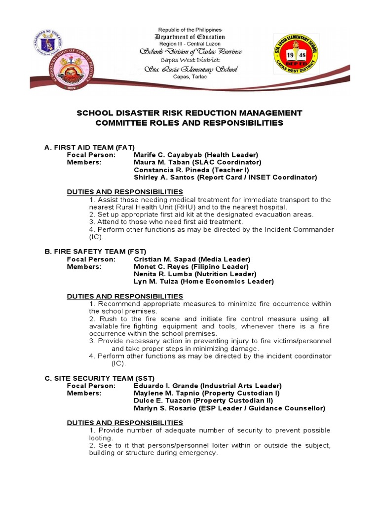 Duties and Responsibilities of SDRRM | PDF | Safety | Emergency Management