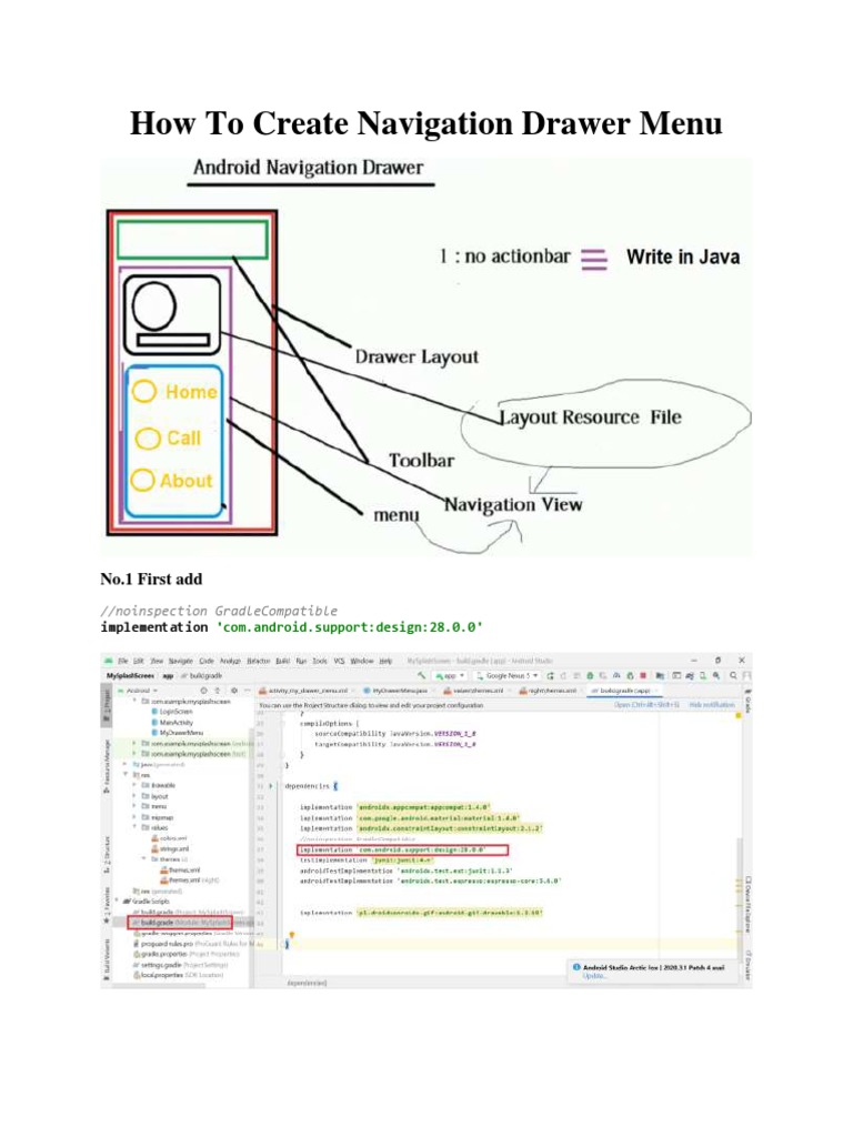 Navigation Drawer Menu | PDF | Android (Operating System) | Menu ...