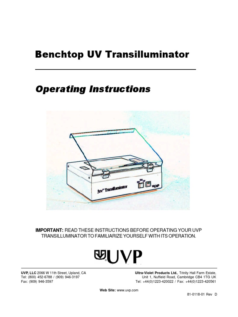 Transiluminador Benchtop | PDF | Ultraviolet | Ac Power Plugs And Sockets
