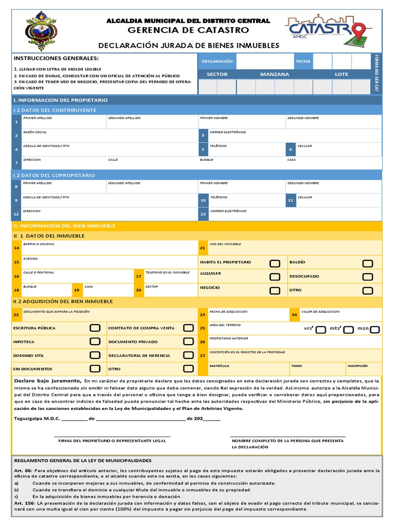 DECLARACION-JURADA-BIENES-INMUEBLES Urbana | PDF | Propiedad | Impuestos