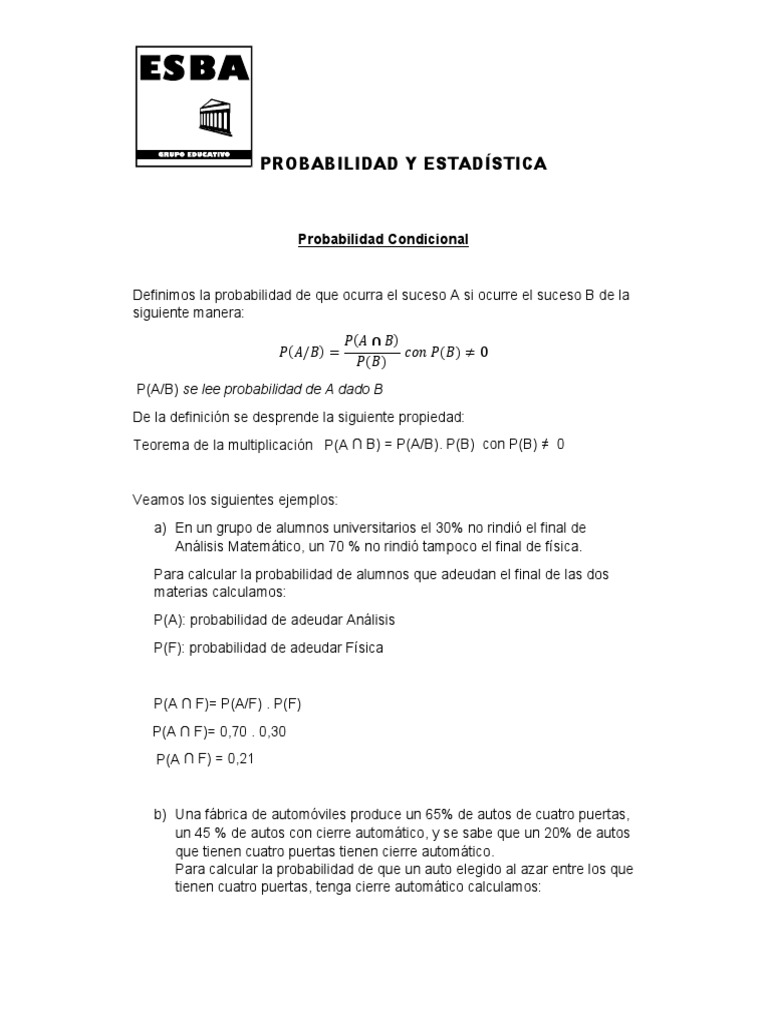 Guía de Probabilidad y Estadística | PDF | Probabilidad | Tornillo