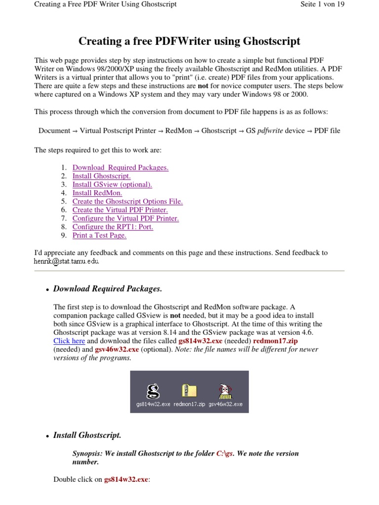 Creating A Free Pdfwriter Using Ghostscript: Download Required Packages | Download Free PDF ...