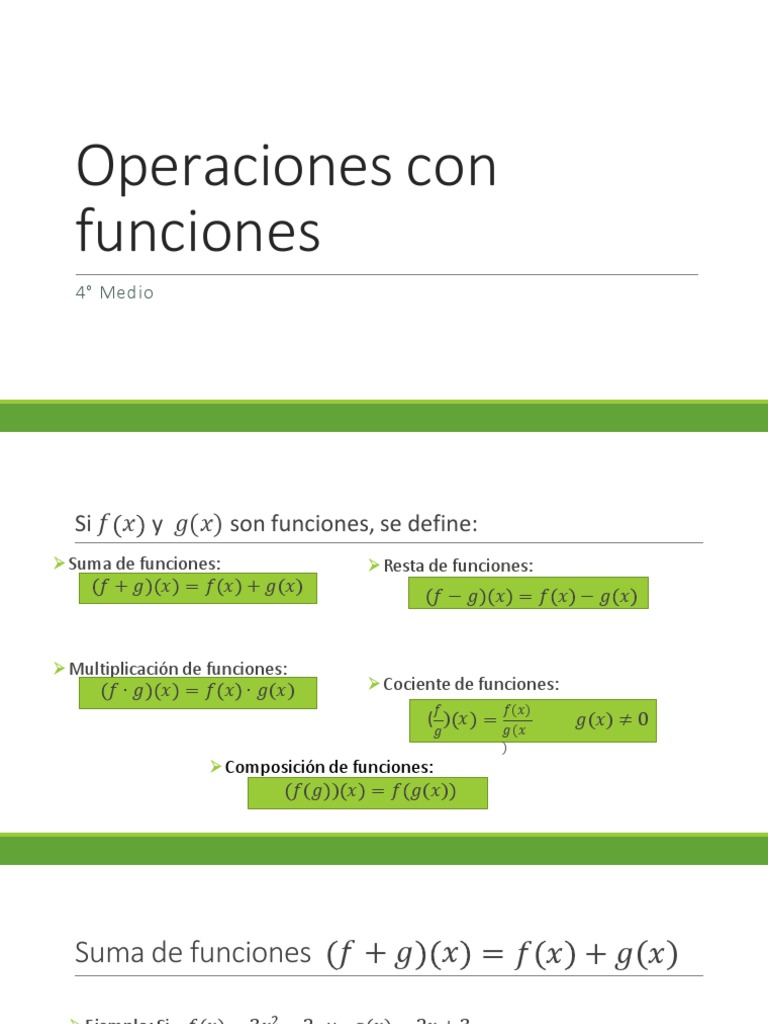 Composicion de Funciones | PDF | División (Matemáticas) | Sustracción