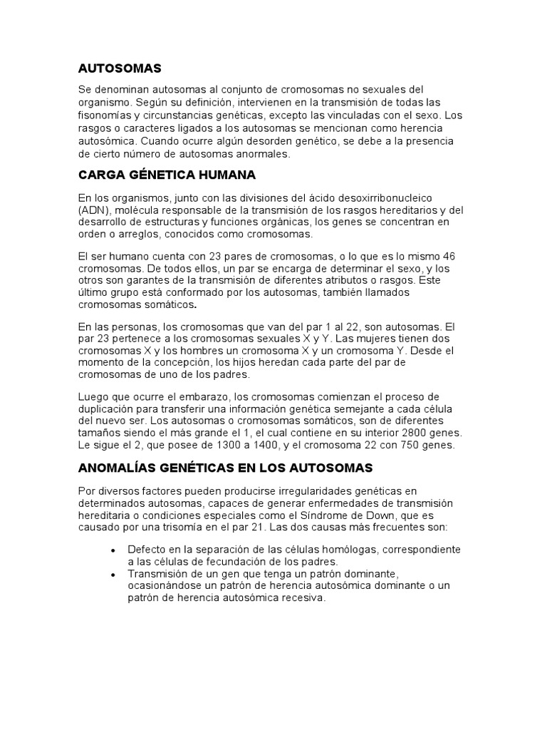 Autosomas y Herencia Genética | PDF | Dominancia (Genética) | Herencia