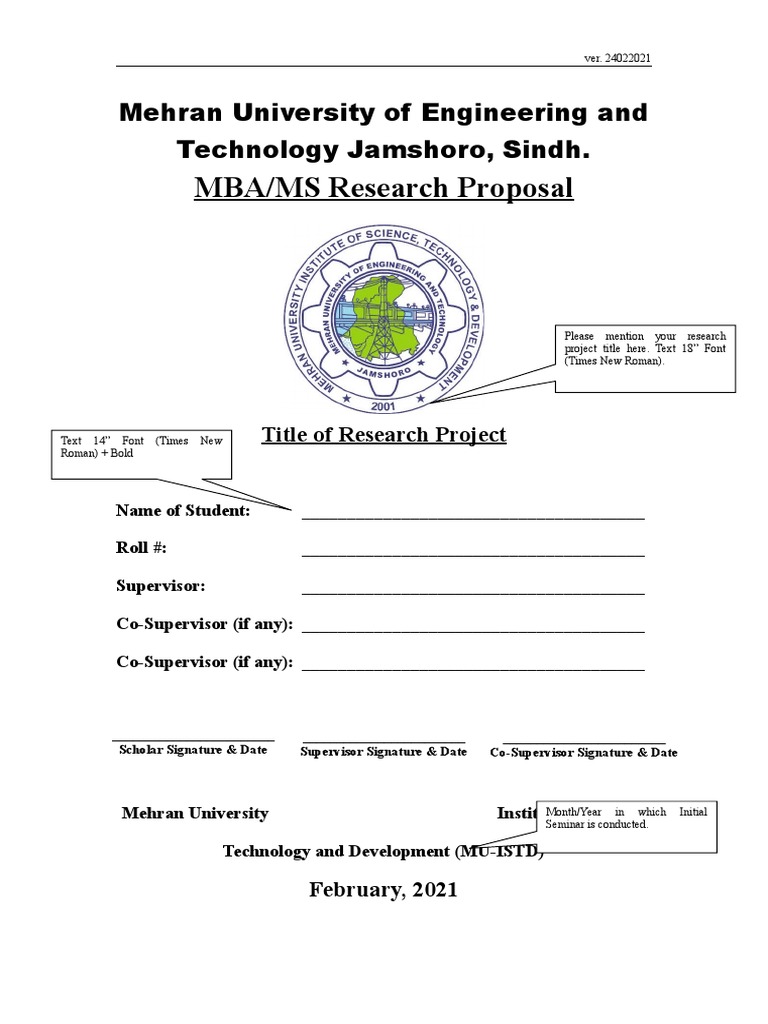 Research Proposal Template - MUISTD - Ver.23022021 | PDF | Postgraduate ...