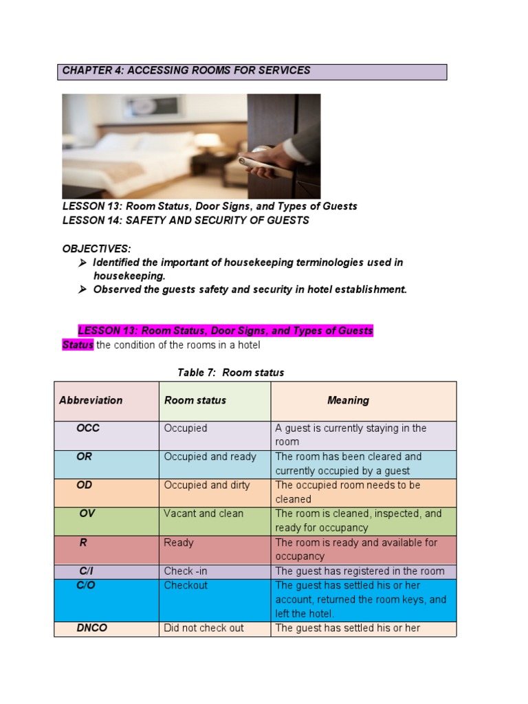 Chapter 4 Accessing Room For Servicing | PDF | Housekeeping | Safety
