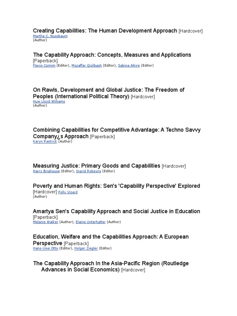 Capabilities Approach Insights | PDF | Politics | Social Science