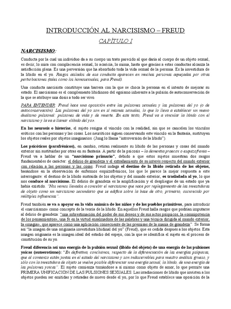 Freud - Introducción Al Narcisismo | PDF | Libido | Neurosis Freud - Introducción Al Narcisismo | PDF | Libido | Neurosis