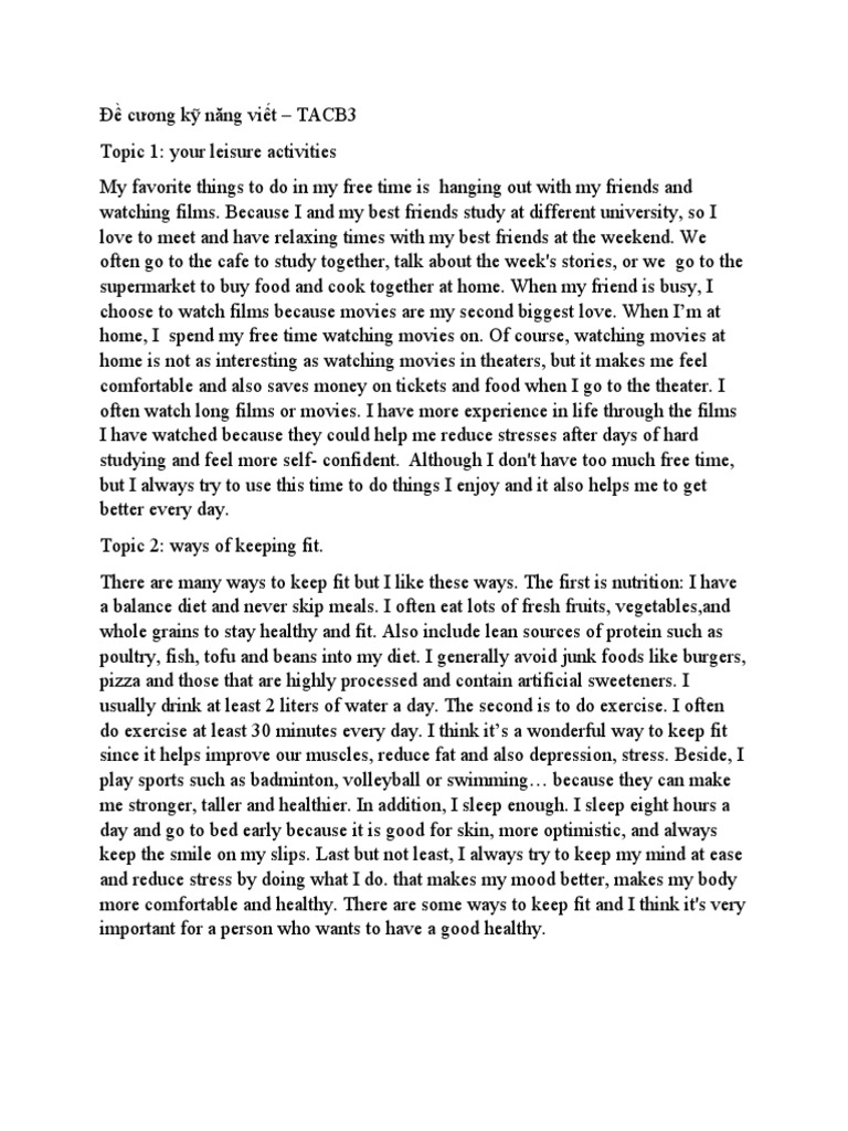 Đề cương kỹ năng viết – TACB3 (38 | PDF | Food And Drink