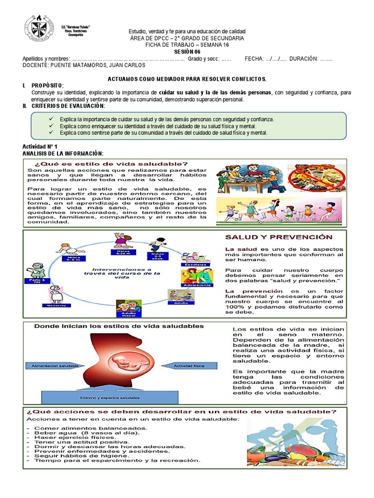 Ficha de Trabajo #6 - 2° Dpcc-Semana 16 | PDF