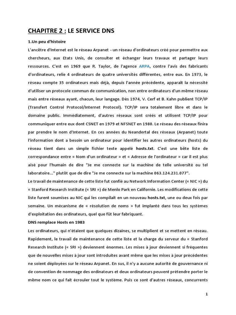 Cours Dns | PDF | Système de noms de domaines | l'Internet