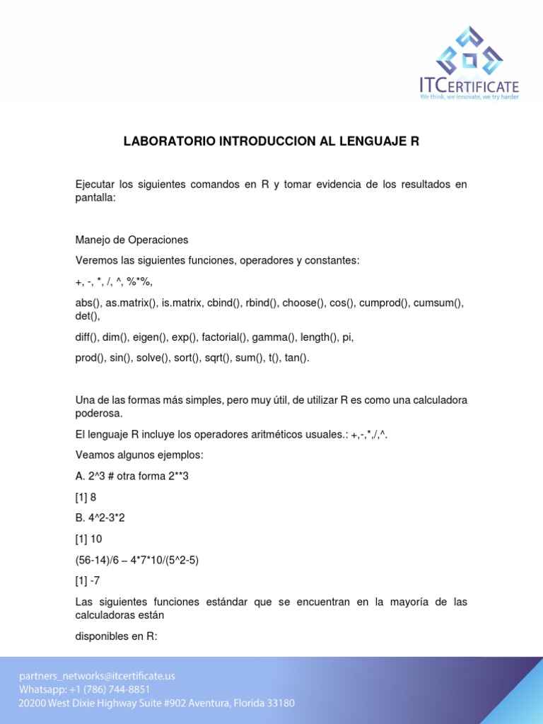 Introducción al Lenguaje R | PDF | Matriz (Matemáticas) | Archivo de ...