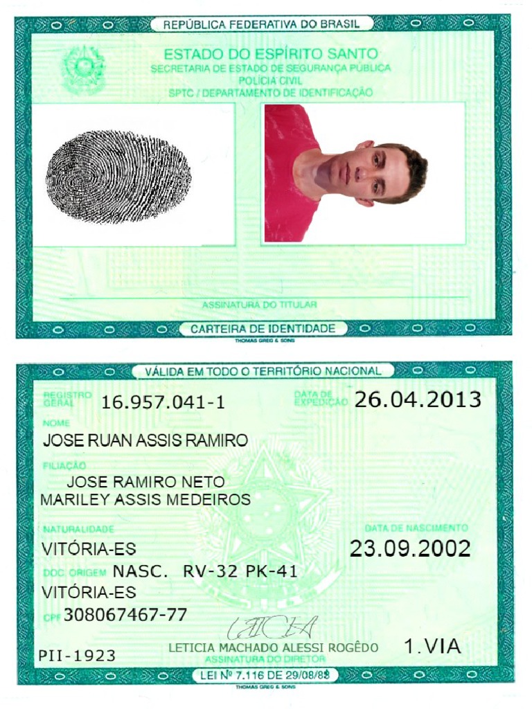 Modelo Da Nova Carteira de Identidade Brasileira | PDF