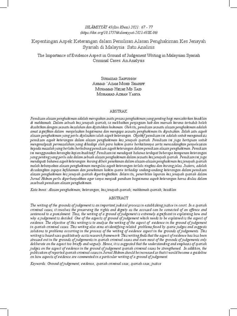 Kepentingan Aspek Keterangan Dalam Penulisan Alasan Penghakiman Kes ...