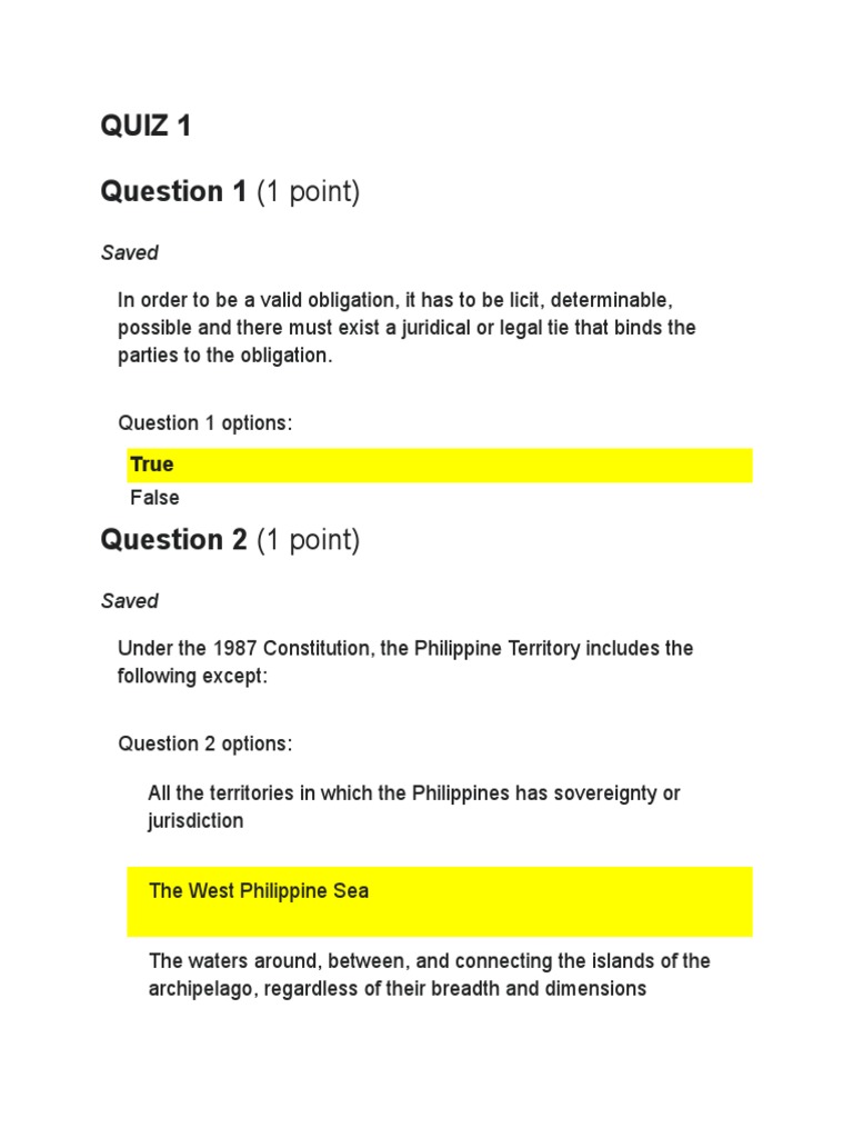 Business Law Quiz Questions and Answers | PDF | Law Of Obligations | Debtor