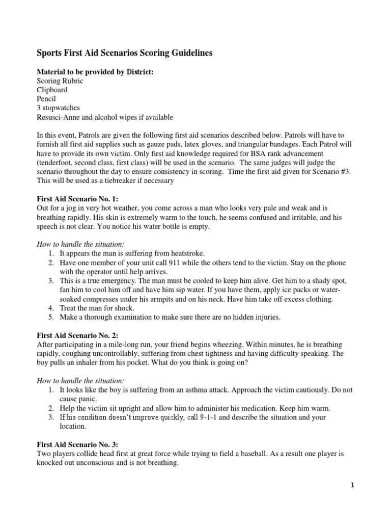 Scout Olympics First Aid Scenario | PDF | First Aid | Cardiopulmonary ...