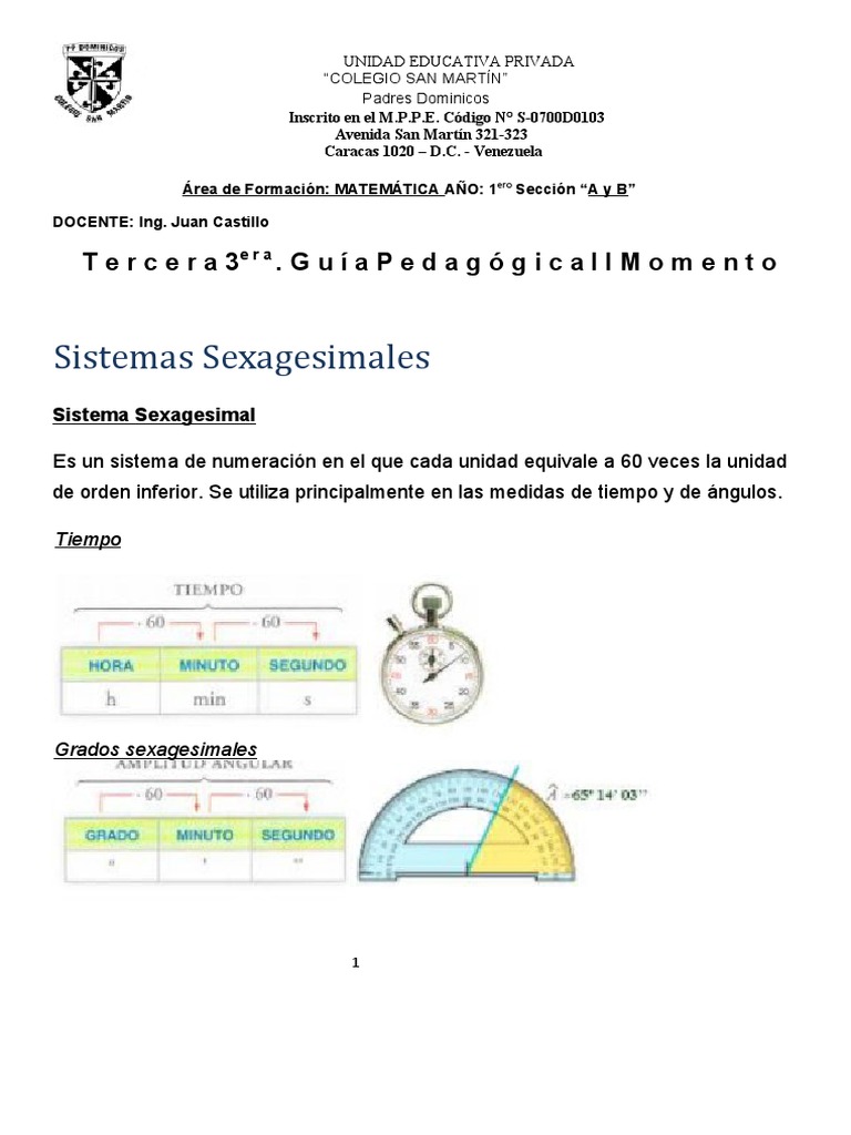 Sistema Sexagesimal 2do Lapso | PDF | Matemáticas