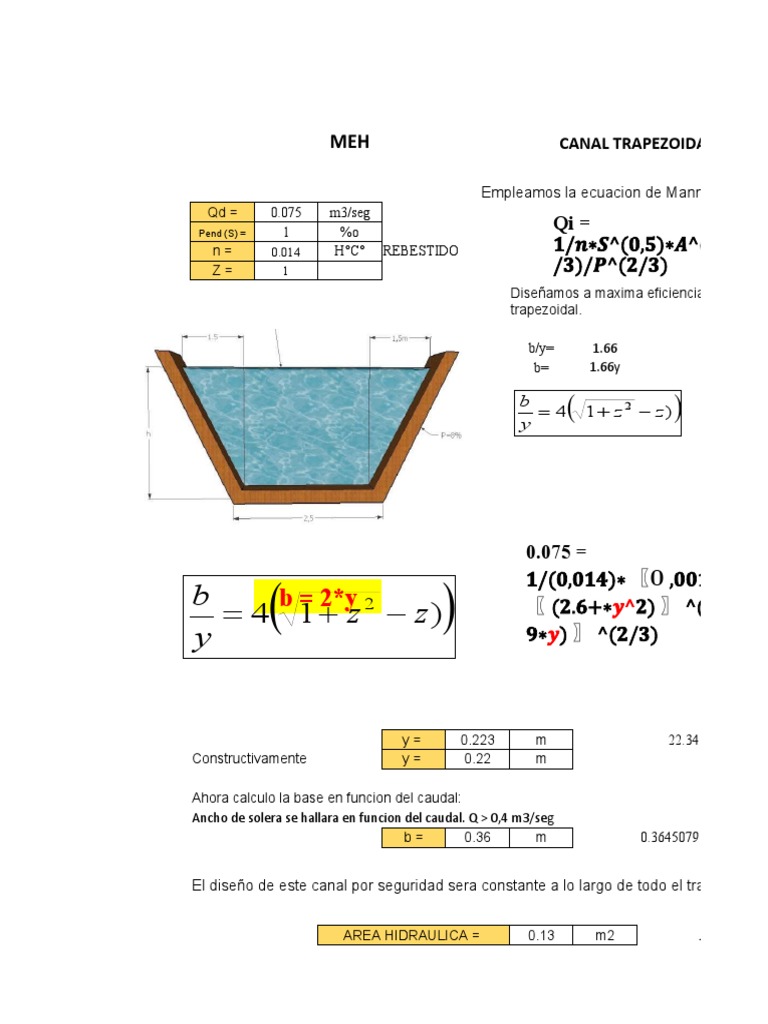 Diseño y Cálculo de Canal Trapezoidal | PDF | Materiales | Naturaleza