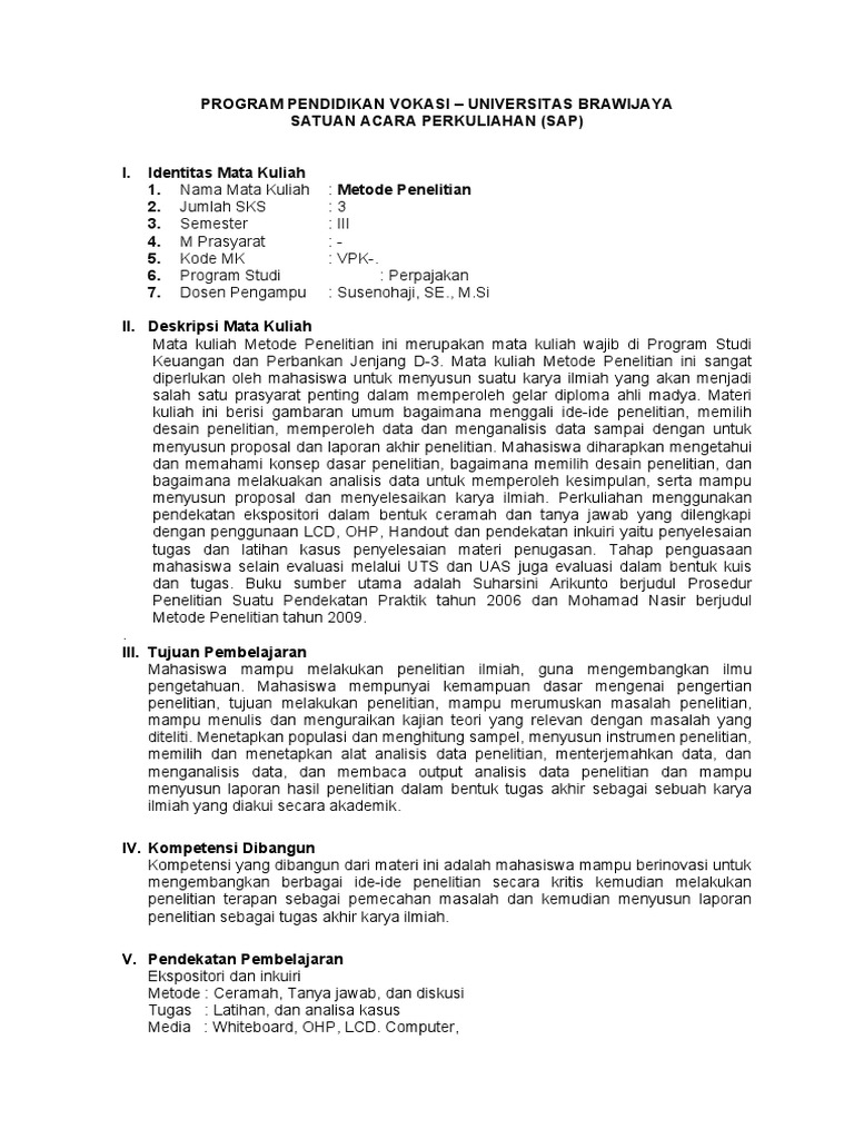 SAP Metode Penelitian | PDF