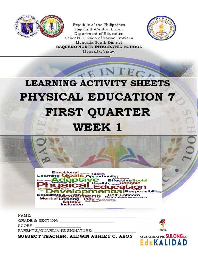 Physical Education 7 First Quarter Week 1: Learning Activity Sheets ...