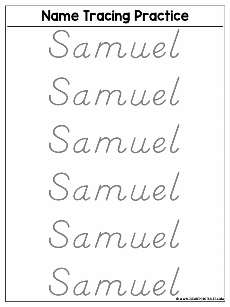 Name Writing Practice-Samuel | PDF
