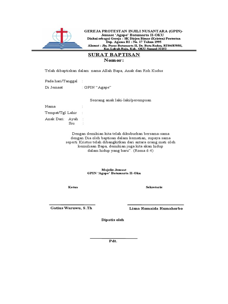 Kop Surat Baptis | PDF