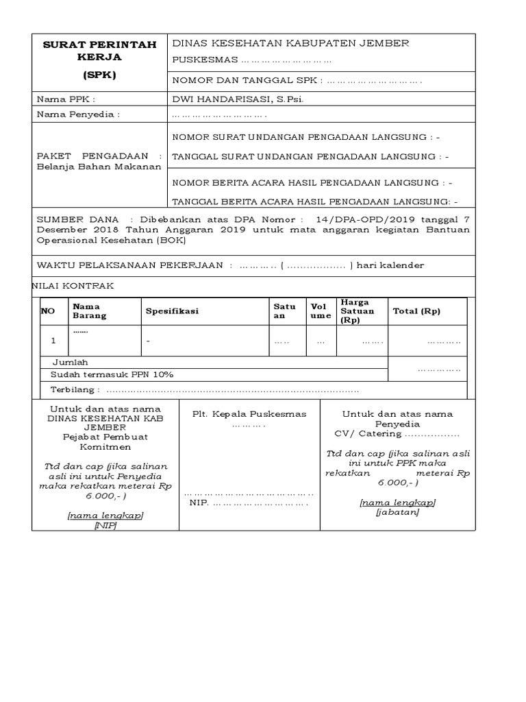 Contoh SPK | PDF