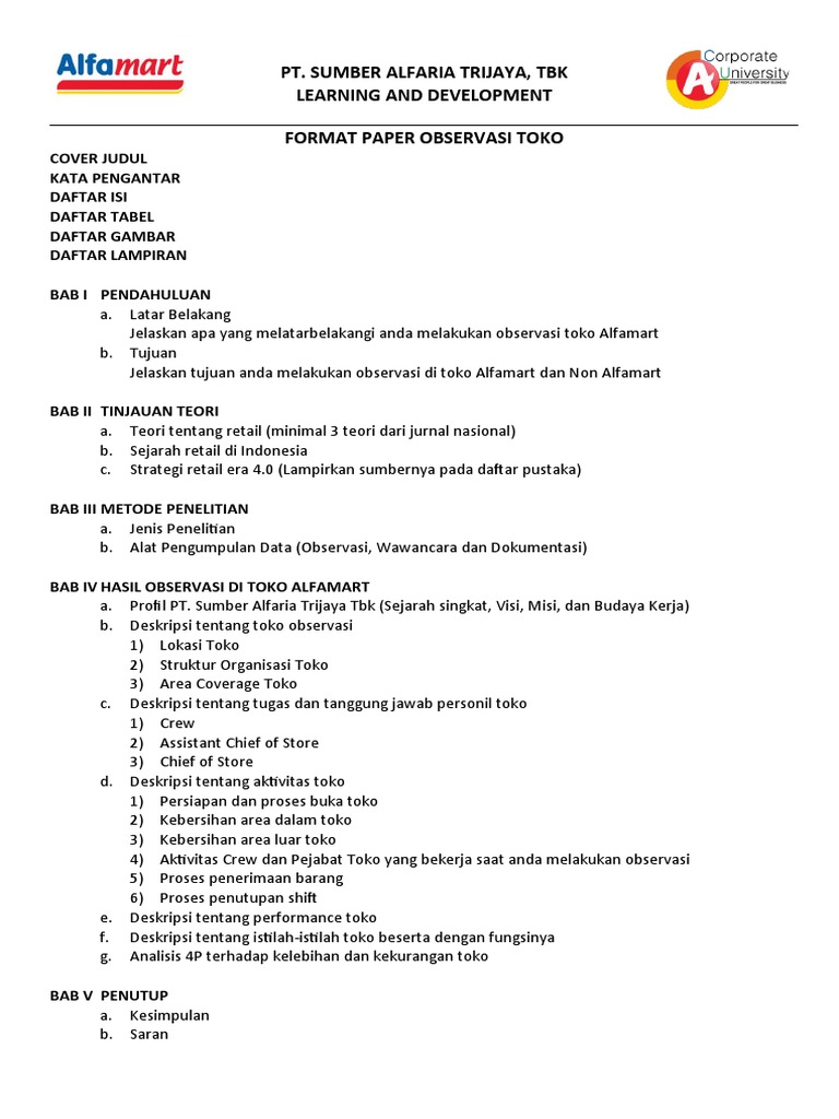 Template Paper Observasi Toko | PDF