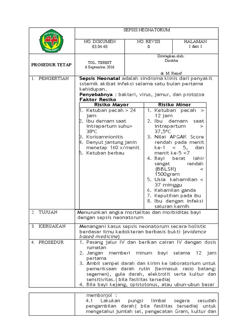 Penanganan Sepsis Neonatorum pada Bayi | PDF