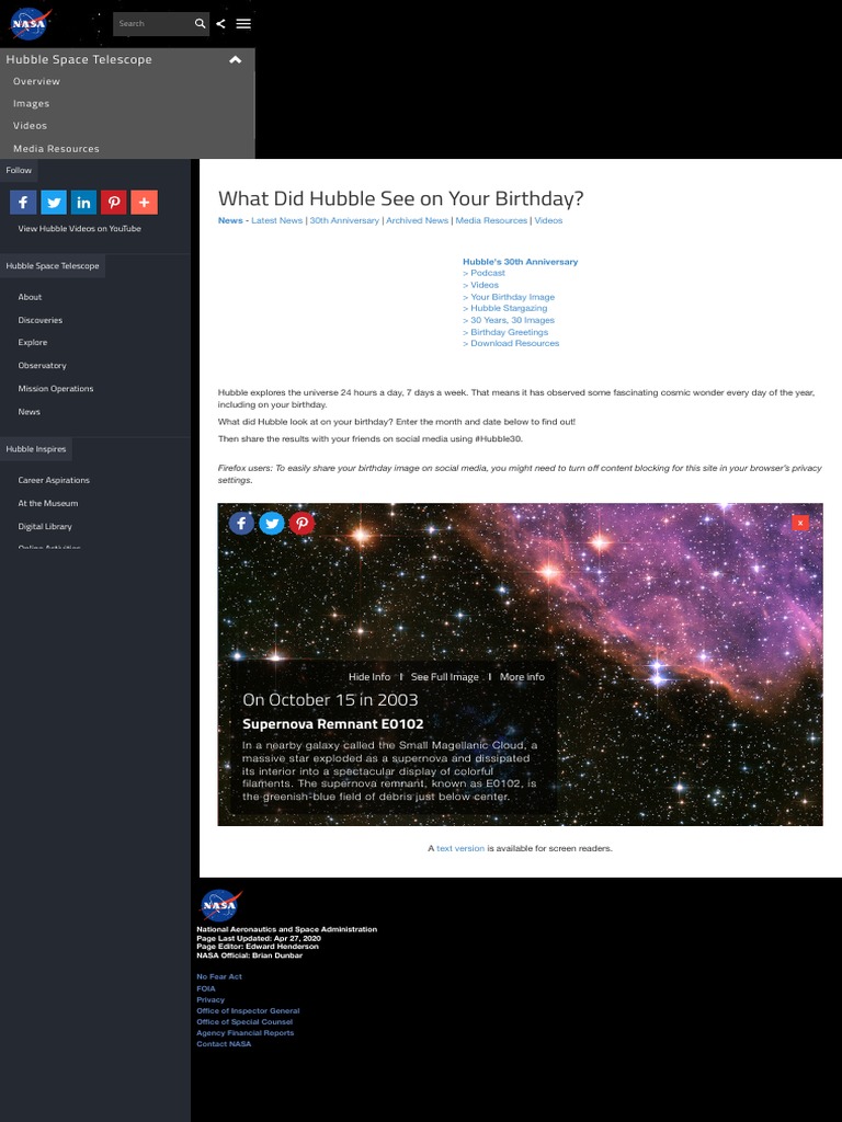 What Did Hubble See On Your Birthday