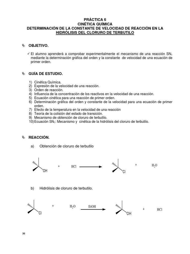TERBUTILO | Ácido clorhídrico | Cinética química