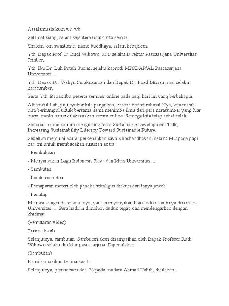 Susunan Acara | PDF | Karier & Perkembangan | Agama & Spiritualitas