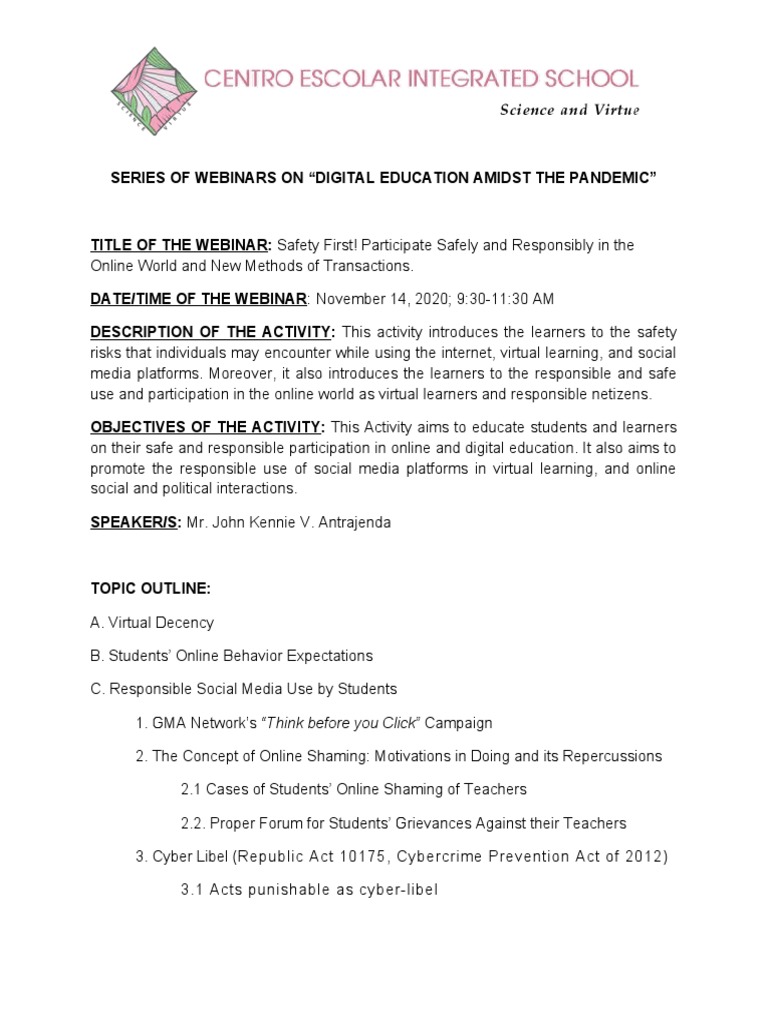 Webinar Outline | PDF | Politics | Social Science