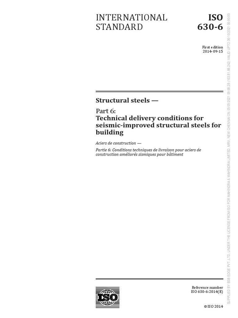 ISO 630-6-2014 - Technical Delivery Conditions For Seismic-Improved ...