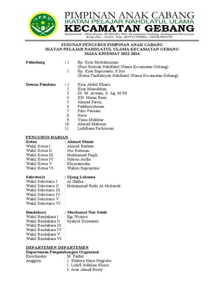 Struktural IPNU Gebang | PDF | Agama & Spiritualitas