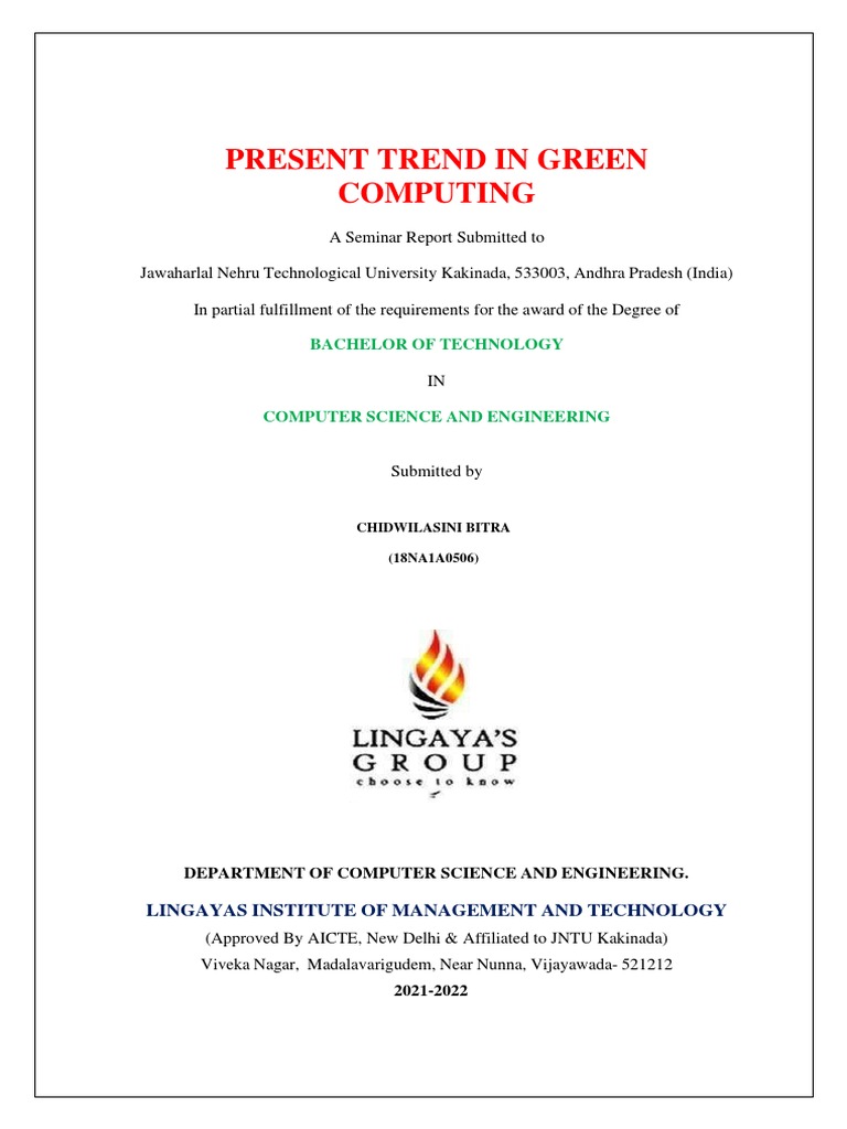 Green Computing SEMINAR | PDF | Recycling | Efficient Energy Use