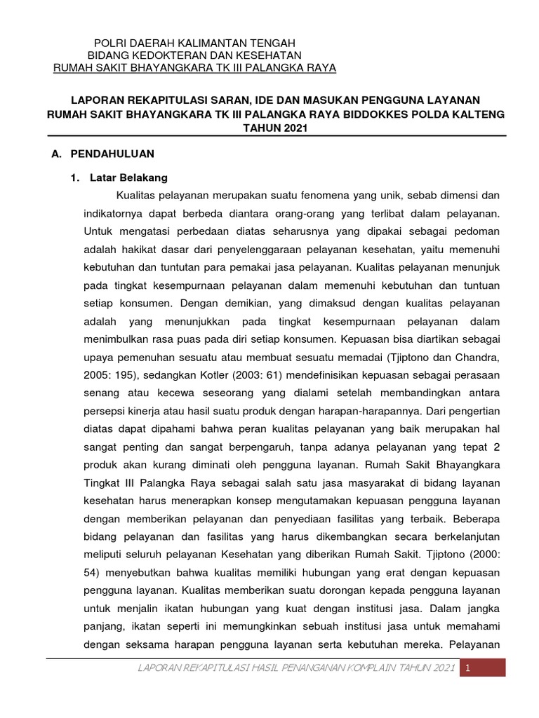 Laporan Rekapitulasi Saran, Ide Dan Masukan Pengguna Layanan | PDF