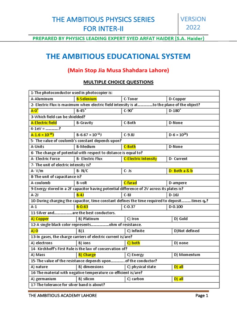 Ambitious Physics Series for Inter-II | PDF | Light | Magnetic Field