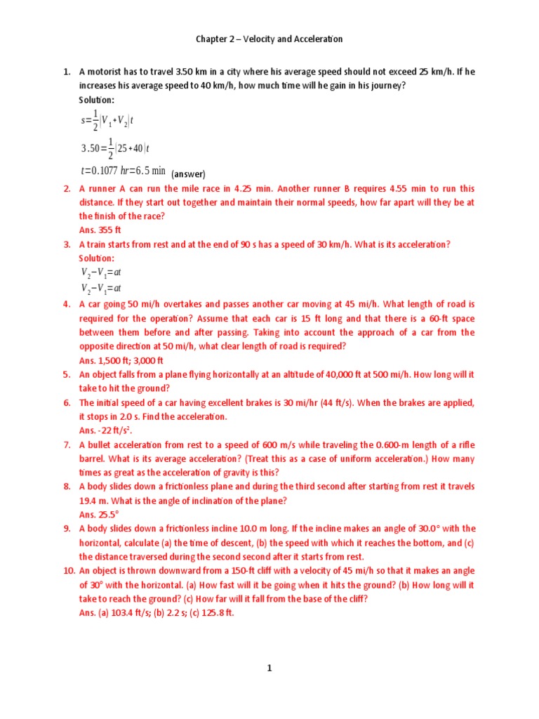 02 Velocity and Acceleration | PDF | Speed | Projectiles