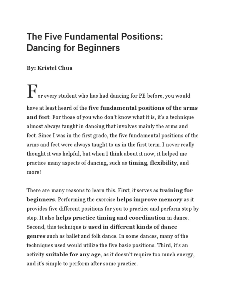Five Fundamental Dance Positions Guide | PDF | Foot | Dances