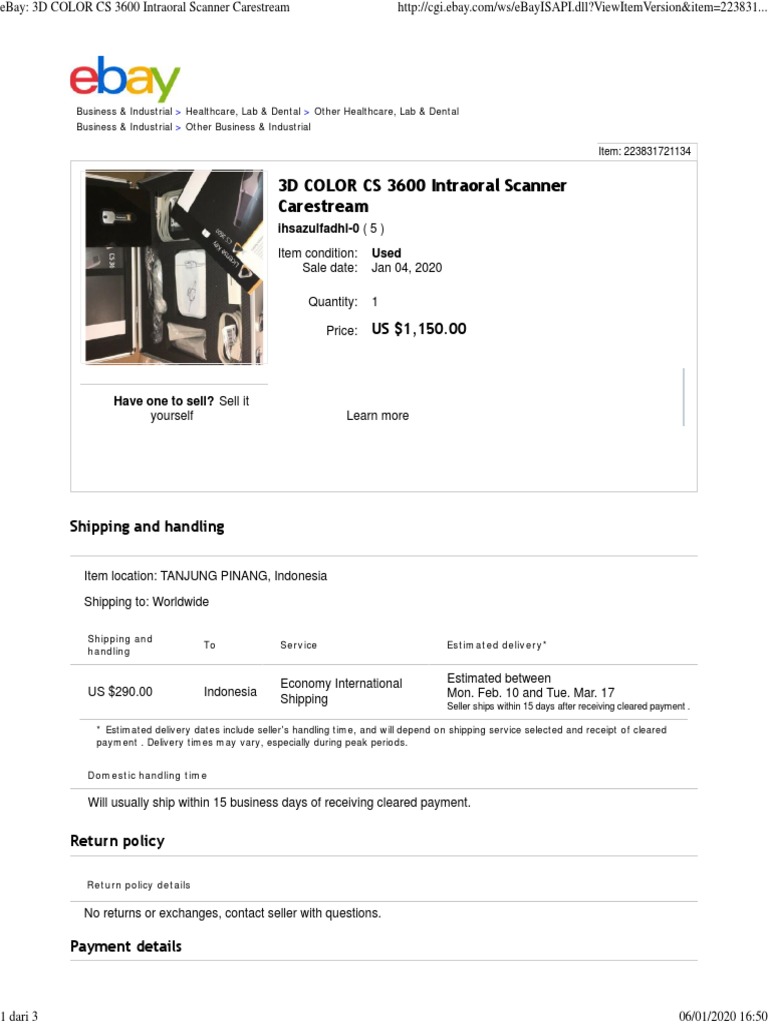 3D COLOR CS 3600 Intraoral Scanner Carestream | PDF | Image Scanner | E Bay