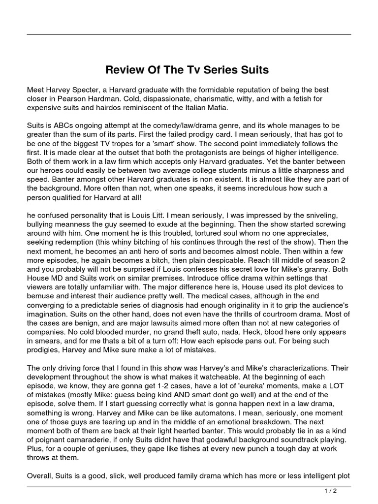 Review of The TV Series Suits | PDF