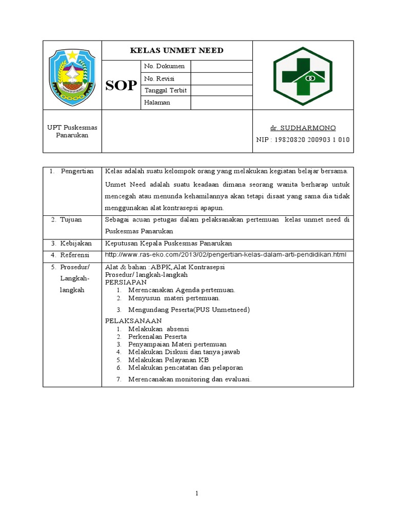 SOP Kelas Unmeet Need | PDF