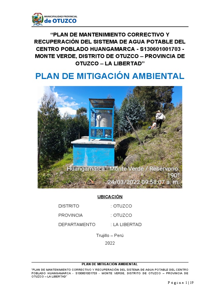 Plan de Mitigación Ambiental | PDF | Evaluación de impacto ambiental | Agua